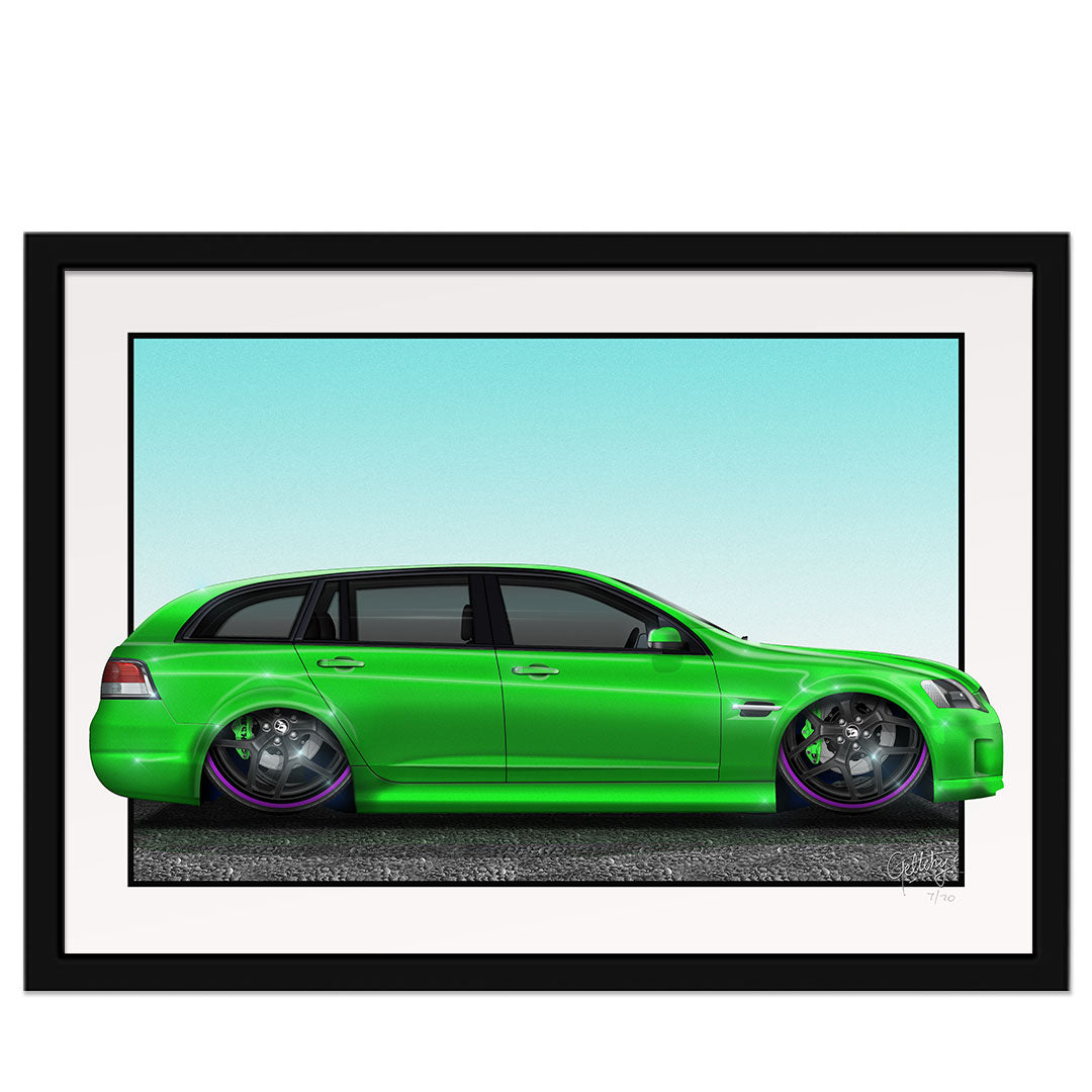 HOLDEN Commodore Atomic Green Auto Art Man Cave Artwork – Geltchy