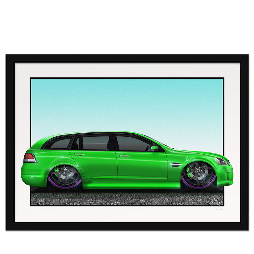 HOLDEN Commodore Atomic Green Auto Art Man Cave Artwork – Geltchy