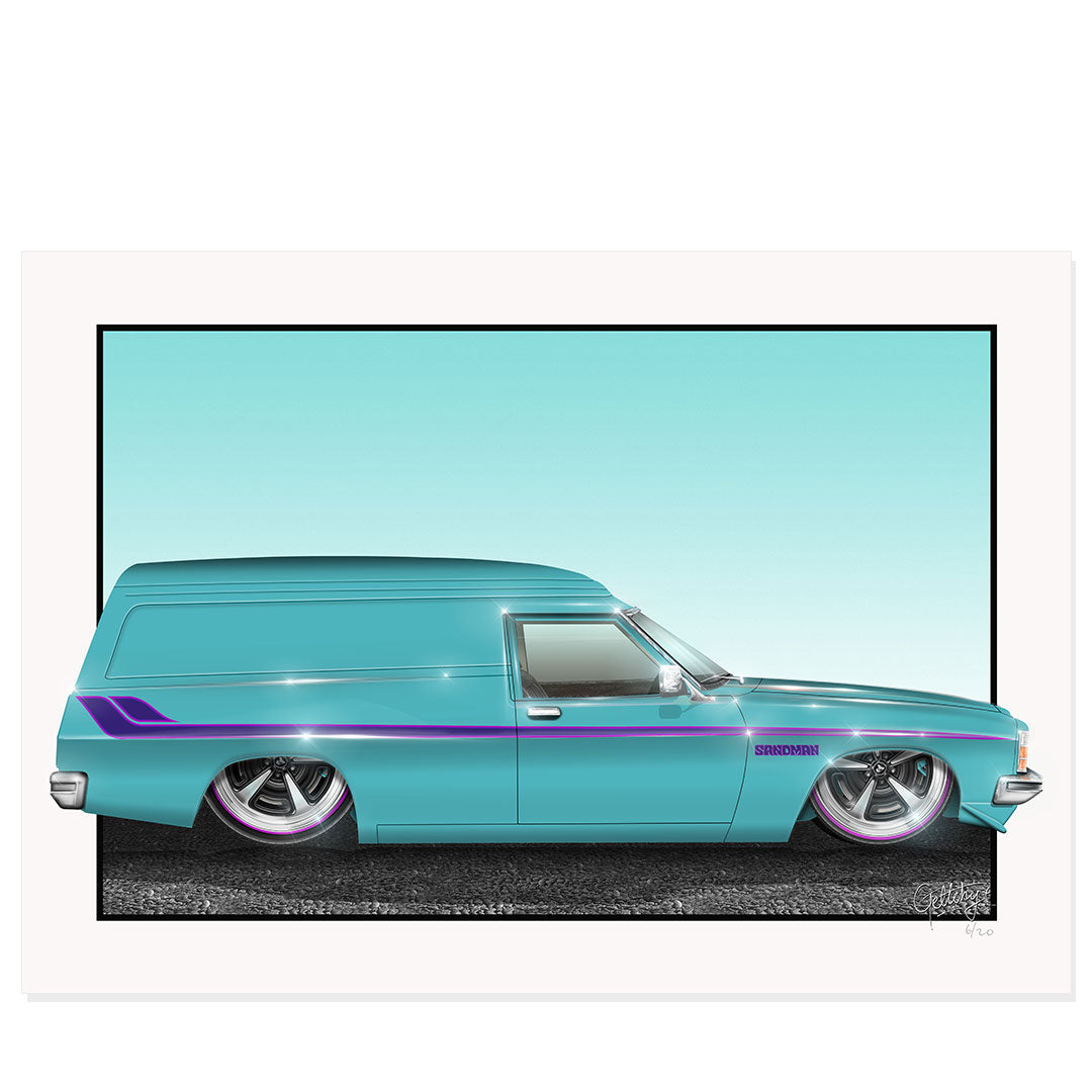 Holden HZ Sandman Panel Van Artwork in Aquarius Blue – Geltchy