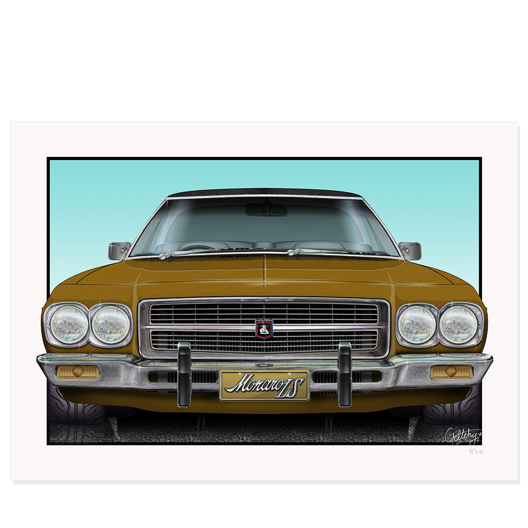 Holden HQ Monaro LS Cognac Auto Art Man Cave Fine Artwork – Geltchy