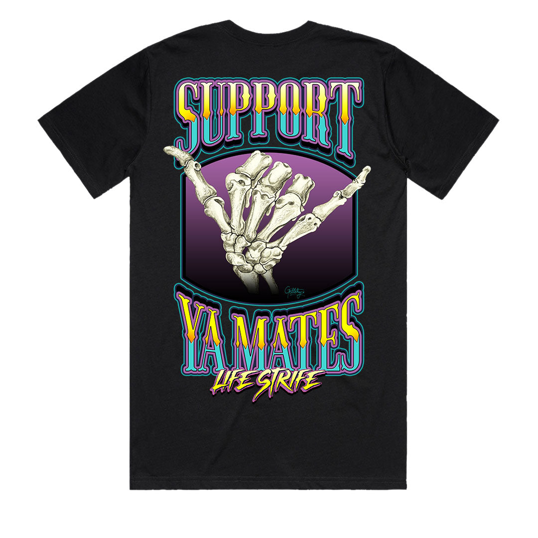 Support Ya Mates Black Men's Shaka T-Shirt by Life Strife – Geltchy