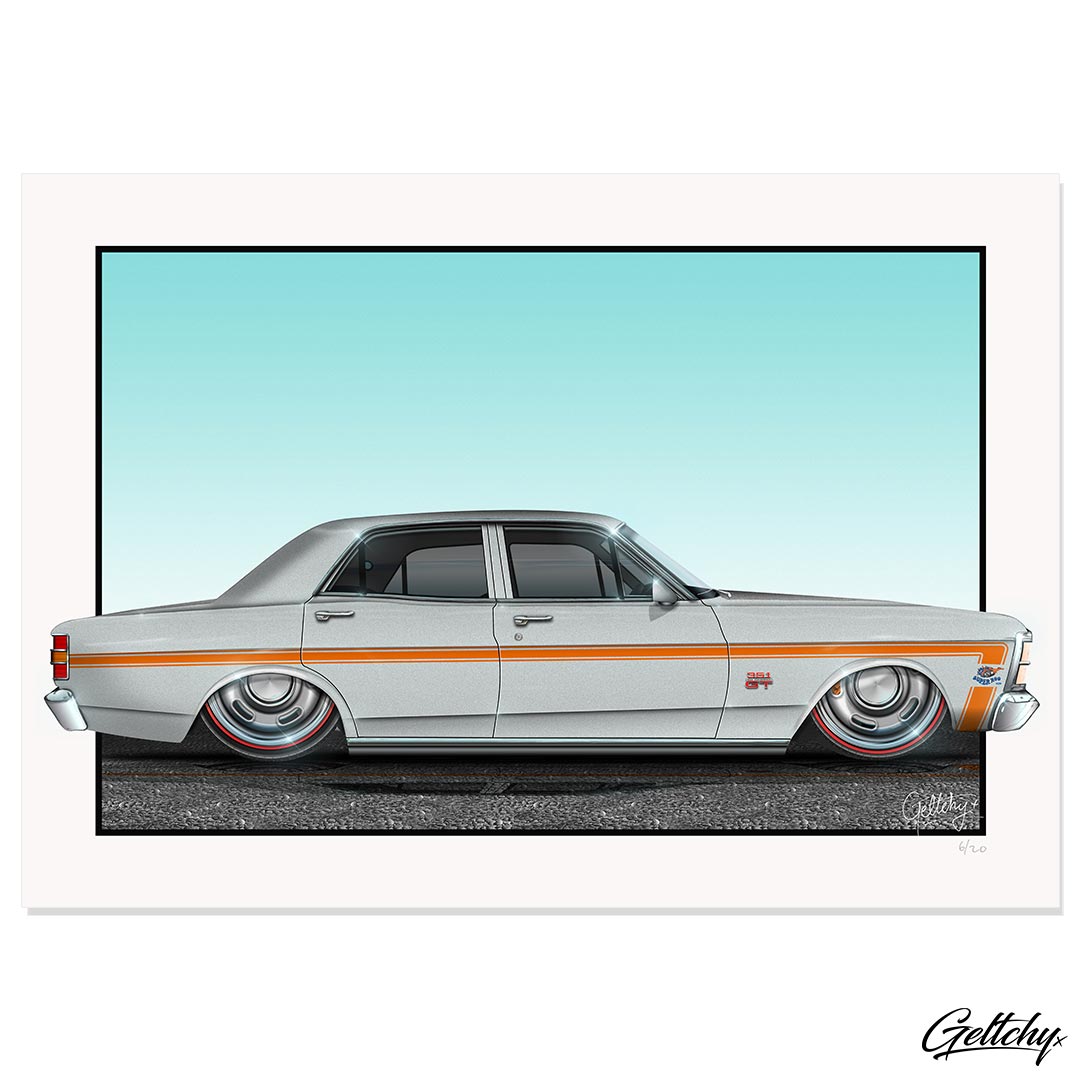 XW Ford Falcon GT Silver Auto Art Man Cave Art Print – Geltchy